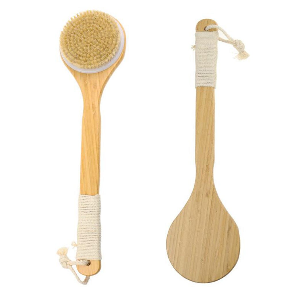 Bamboo Long Handle Exfoliating Brush Body Brush Ba... – Grandado