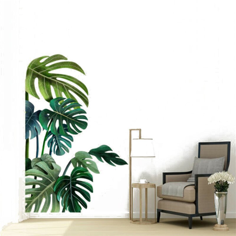 Tropical Leaves Wall Decals, Fresh Green Palm Tree... – Grandado