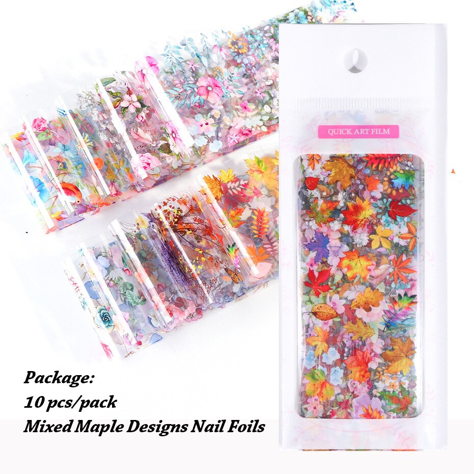 Autumn Flowery Nail Art Foil Nail Transfer Foil De... – Grandado