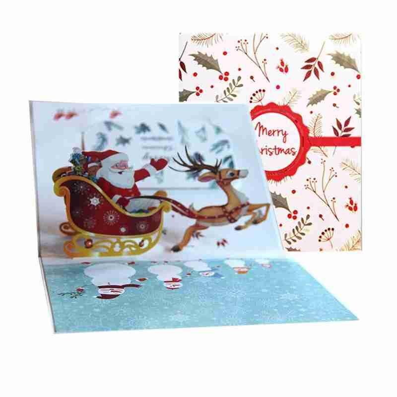 Greeting Cards Christmas Decorations 3D Card Santa... – Grandado