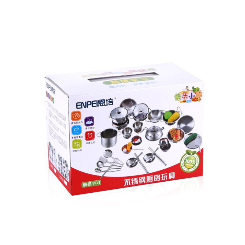 Stainless Steel Kids House Kitchen Toys Cooking Cookware Pots Pans ...