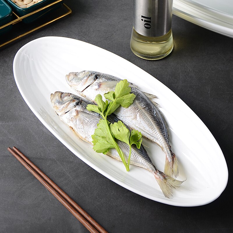 Western food hotel fish plate Olive oval long plat... – Grandado