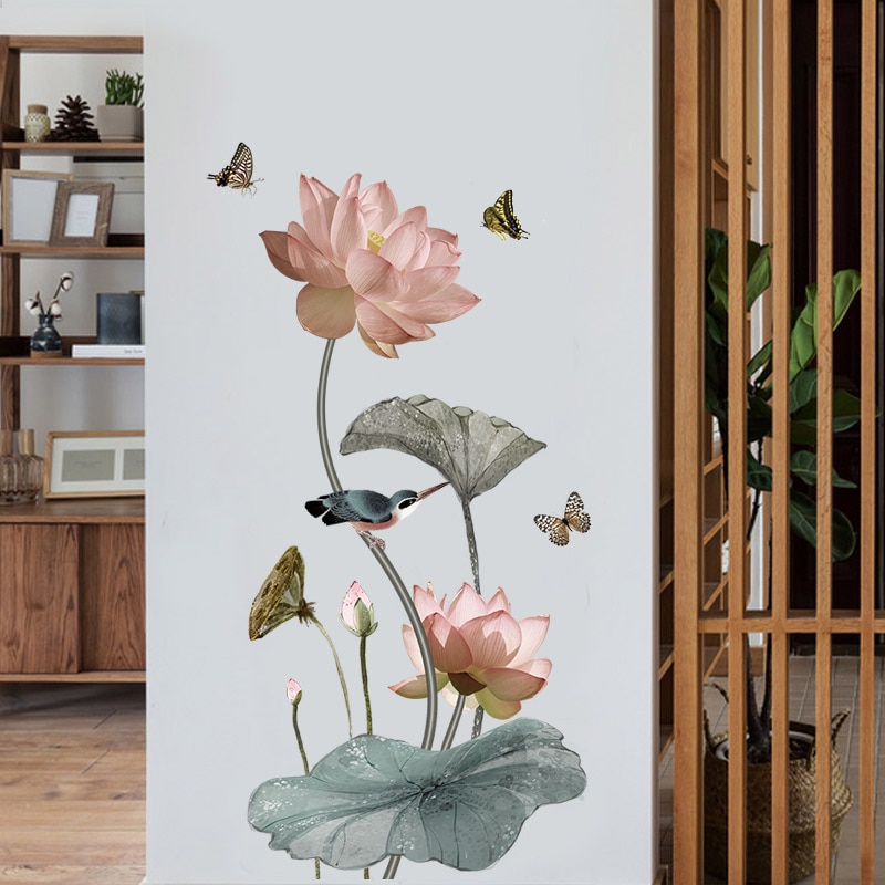 Chinese style lotus Wall Sticker Home Decoration D... – Grandado