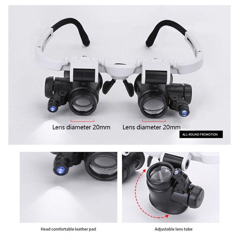 Head Mounted Glasses Magnifier With LED Light Magn... – Vicedeal