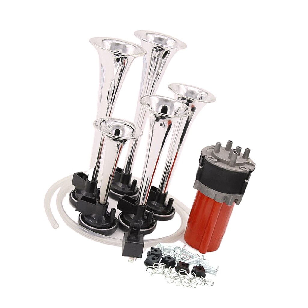 12V 130db 5 Trumpet Musical Jazz Air Horn Kit For ... – Vicedeal