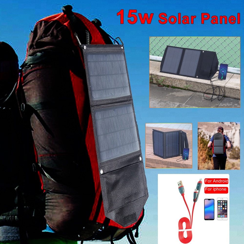 Fleksibelt solpanelsæt foldbart 15w 5v soloplader ... – Grandado