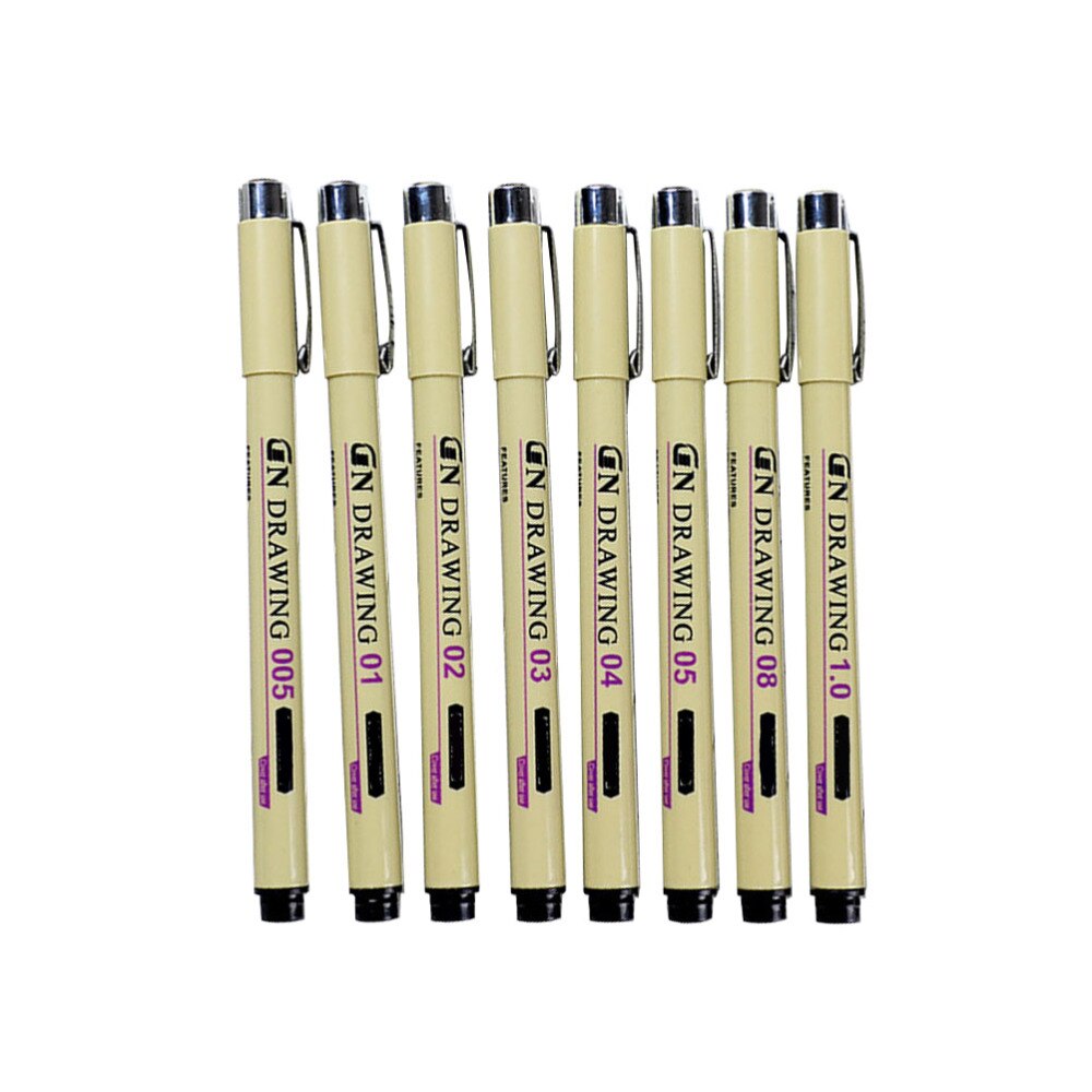 8 Stuks Zwarte Fijne Liner Tekening Inkt Pennen Br... – Grandado