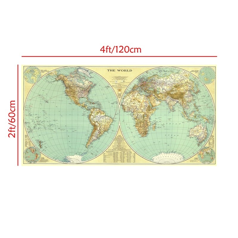 Retro World Map 1935 World Map Picture 120*60cm Po... – Grandado