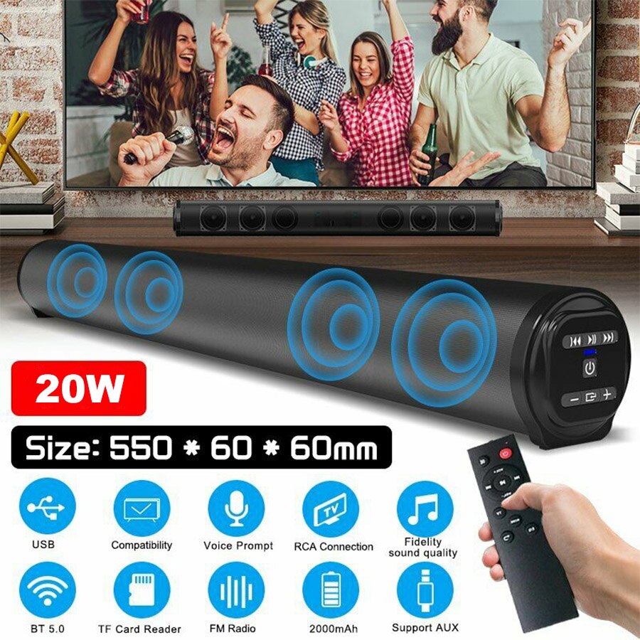 Powerful Portable TV Sound Bar Speakers Wired &... – Grandado