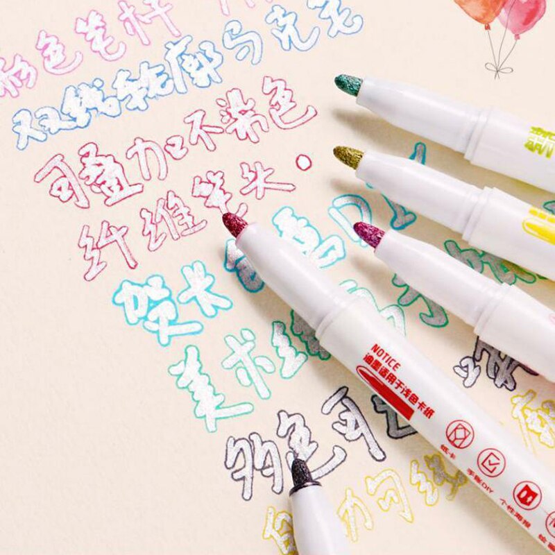 8/12 Colors Double Lines Marker Pen Contour Drawin... – Grandado