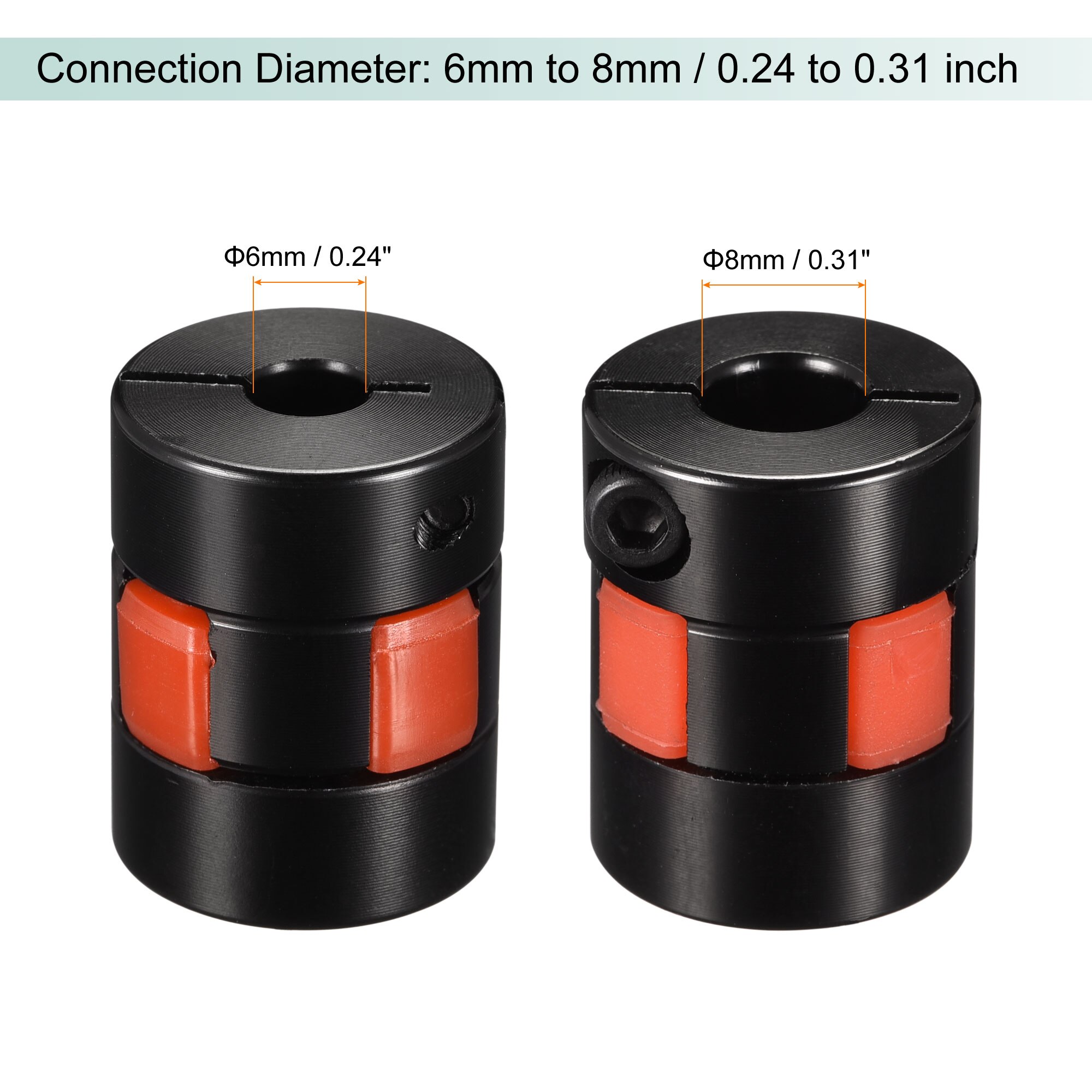 Uxcell Shaft Coupling 6mm to 8mm Bore L25xD20 Alum... – Grandado