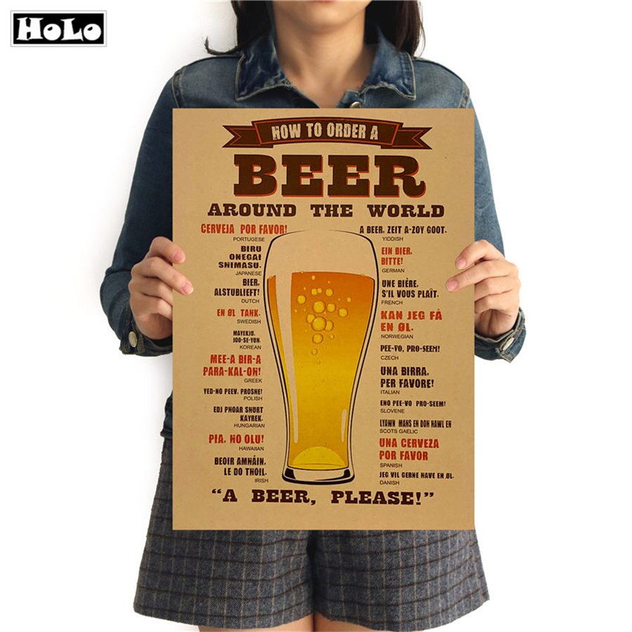 BEER Vintage poster Paper Painting Wall Sticker Ca... – Grandado