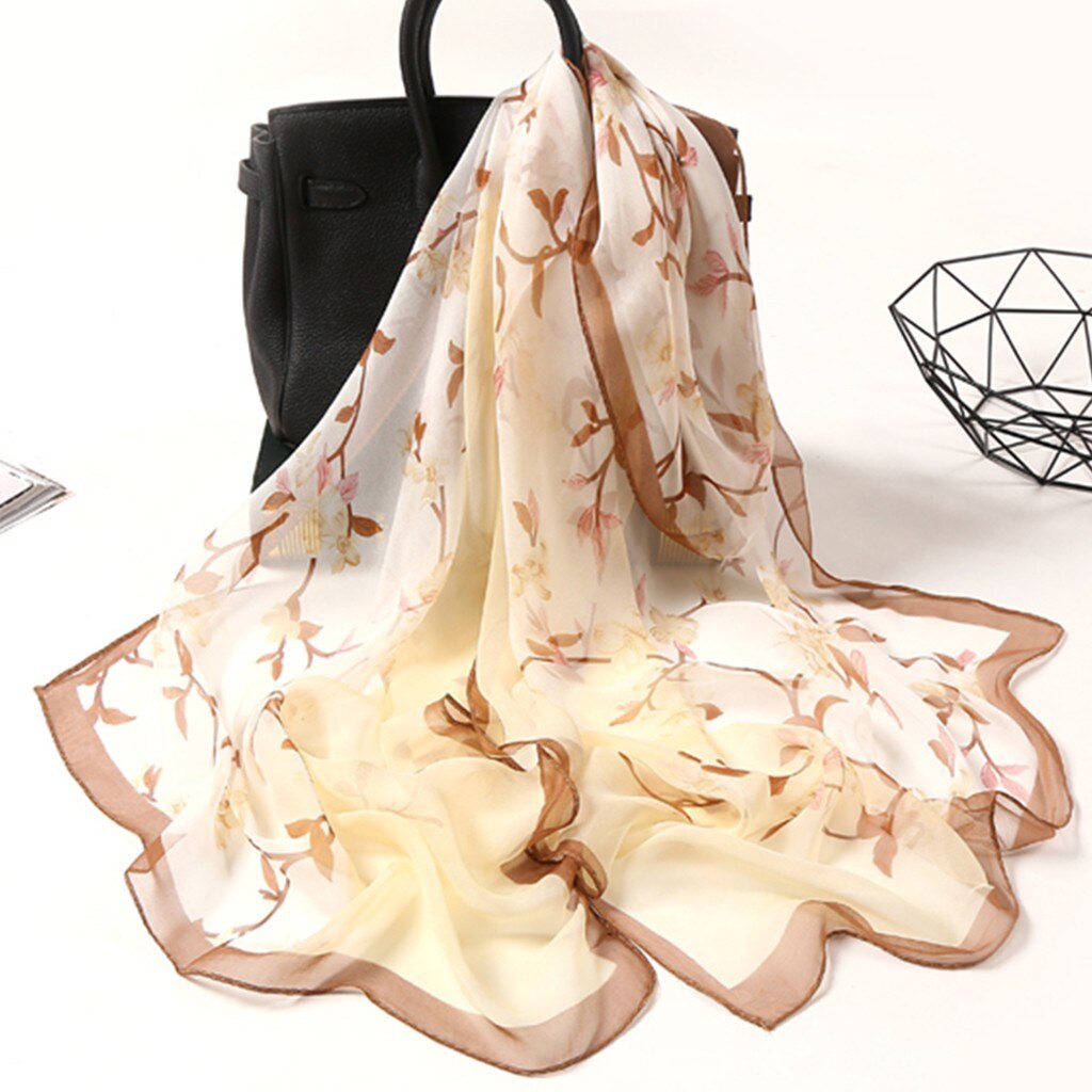 160*50cm Women Flower Print Long Soft Wrap Scarf S... – Grandado