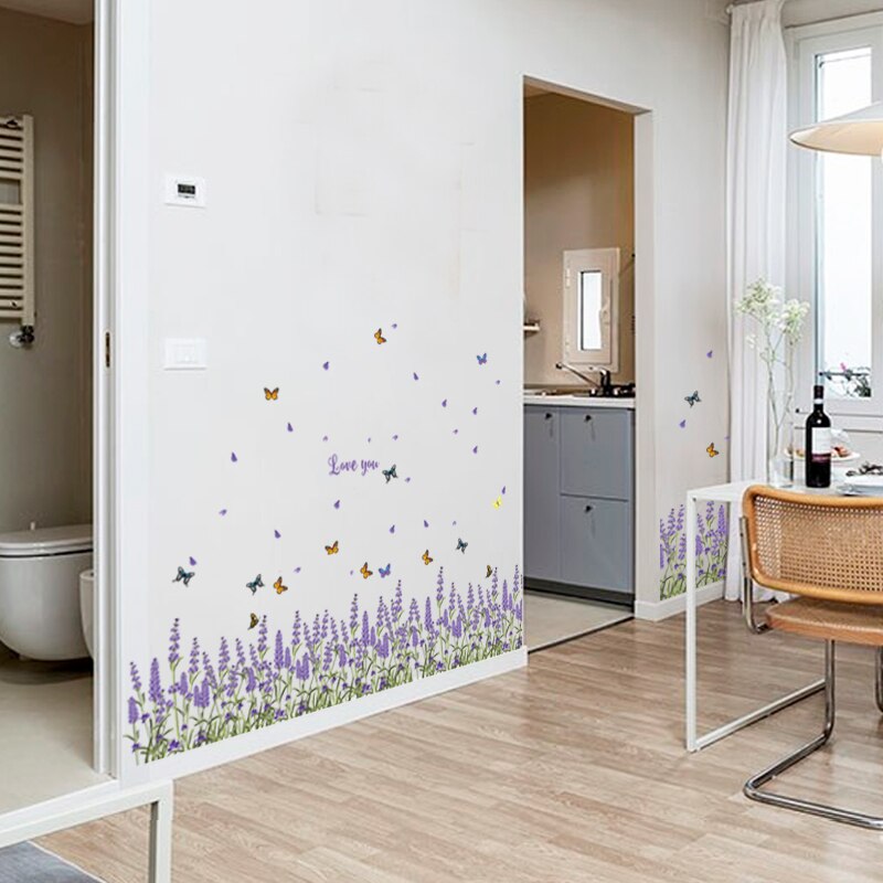 DIY Purple Lavender Flowers Baseboard Wall Sticker... – Grandado