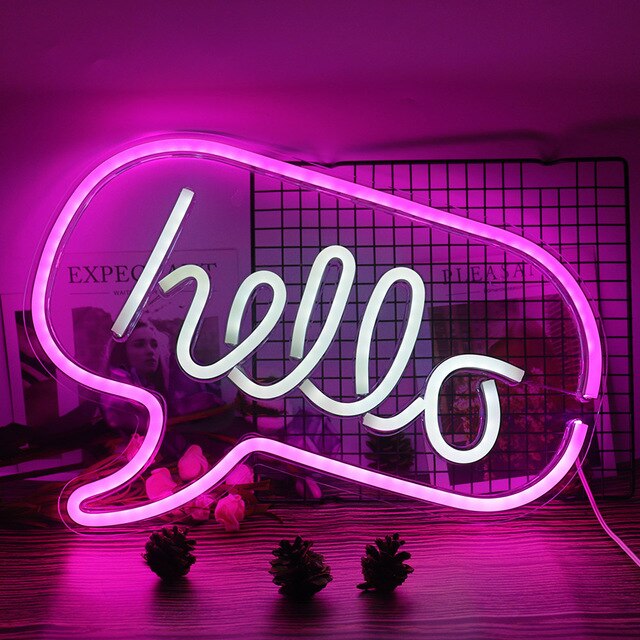 BORUiT Letter Hello LED Neon Light Sign Home Wall ... – Grandado