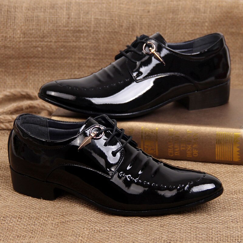 Top Mens Lace-up Pointed Toe Flat Dress Shoes Offi... – Vicedeal