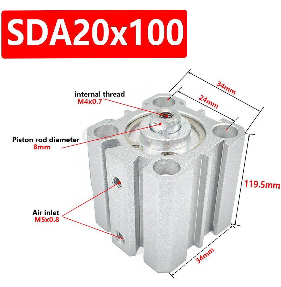 SDA Type Bore 20mm stroke 5/10/15/20/25/30/35/40/4... – Grandado