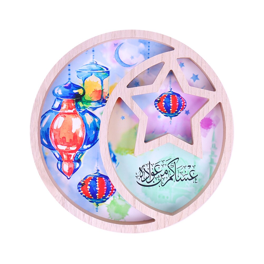 Houten Crescent Moon & Star Eid Ramadan Voedsel La... – Vicedeal