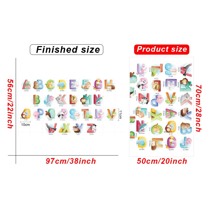 Cartoon Engels Alfabet Muurstickers Milieuvriendel... – Vicedeal