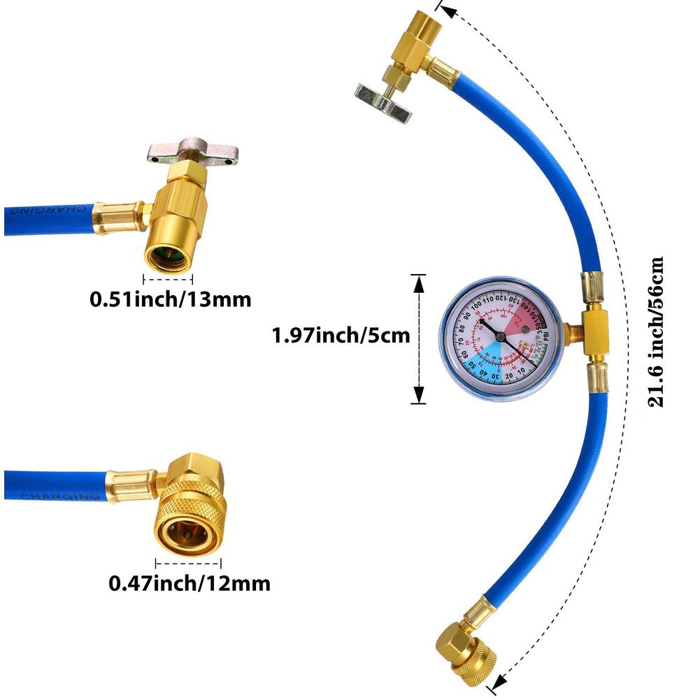 3 Stks/set R134a Inflatie Slang Met Manometer BPV3... – Grandado
