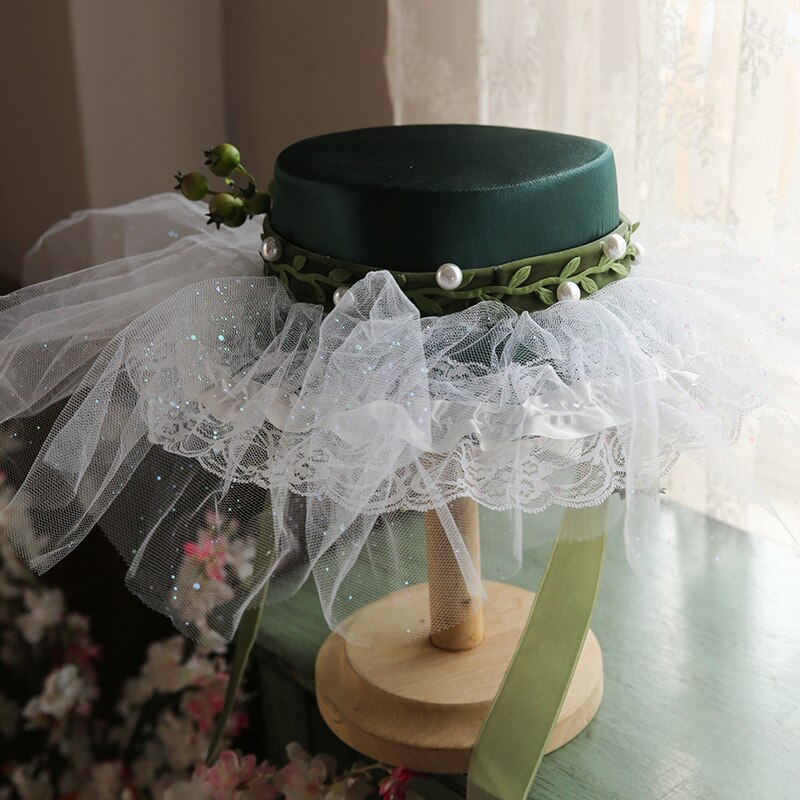 Spring Summer Wedding Hat Forest Style Dark Green ... – Vicedeal