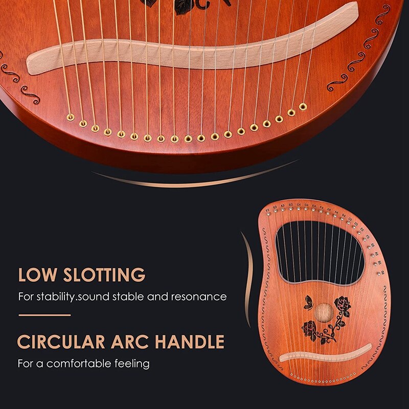 19 String Lyre Harp Mahogany Lyre Harp With Tuning... – Grandado