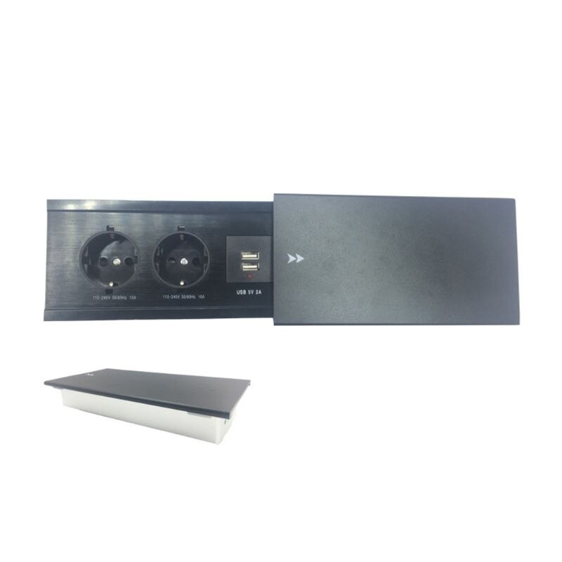 Metal Plate Slide Pattern Hidden 2 Power EU Socket... – Grandado