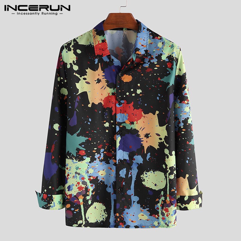 INCERUN Printed Men Basic Shirt Lapel Breathable H... – Vicedeal