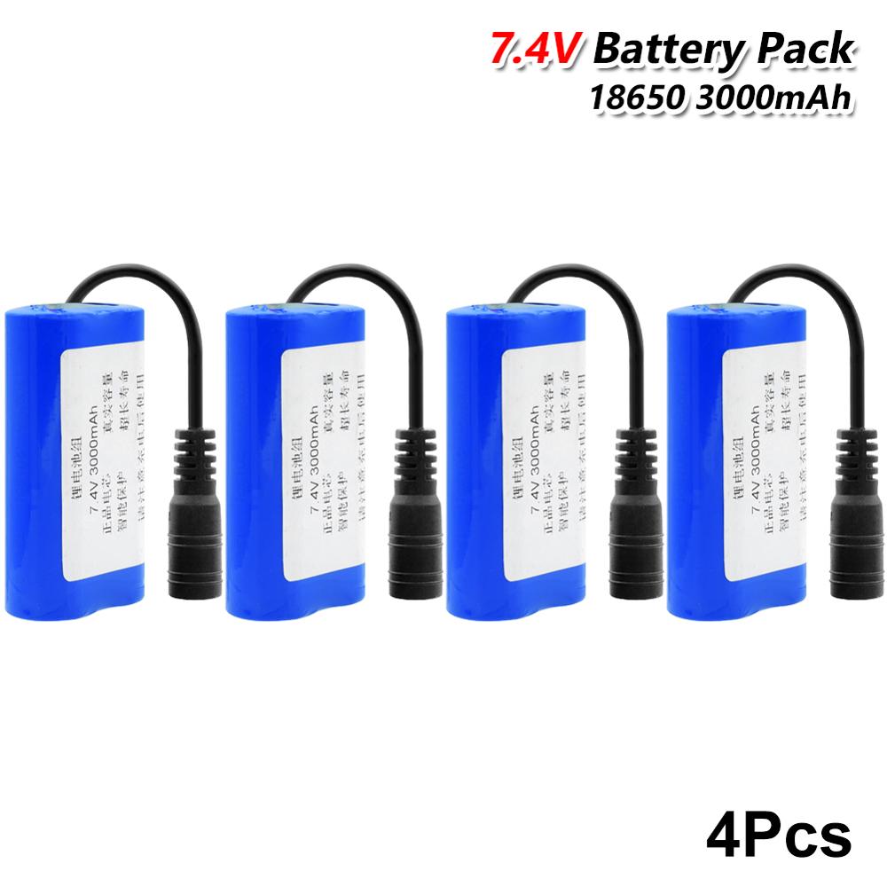 4P Rechargeable 7.4V 3000mAh Lithium 18650 Battery... – Grandado