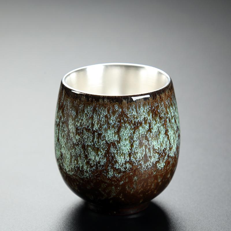 999 Sterling Silver Teacup Water Cup Ceramic Large... – Grandado