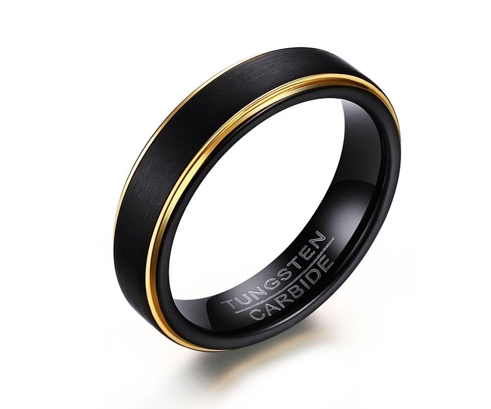 Poya 5mm zwarte wolfraam ring heren dames trouwrin... – Vicedeal