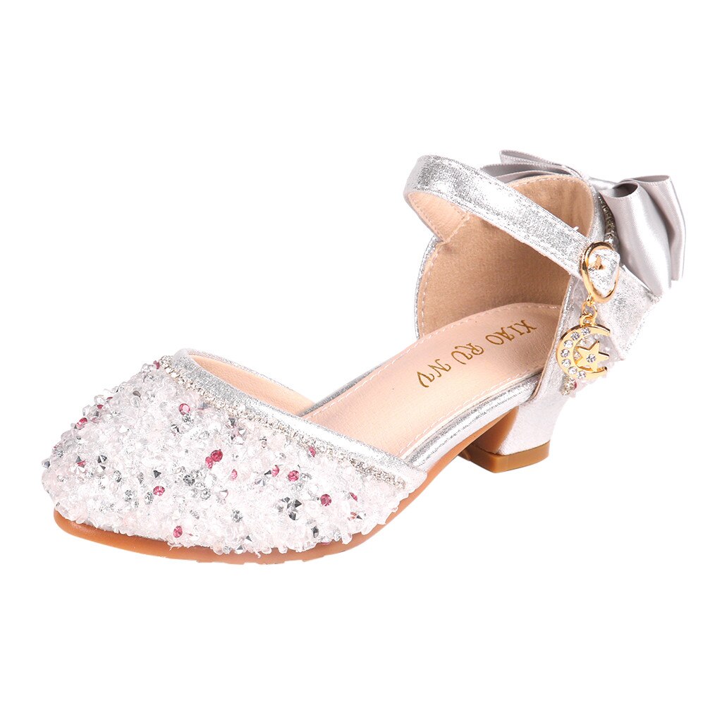 Girl's Bowknot Shoes With High-Heeled Crystal Soft... – Grandado