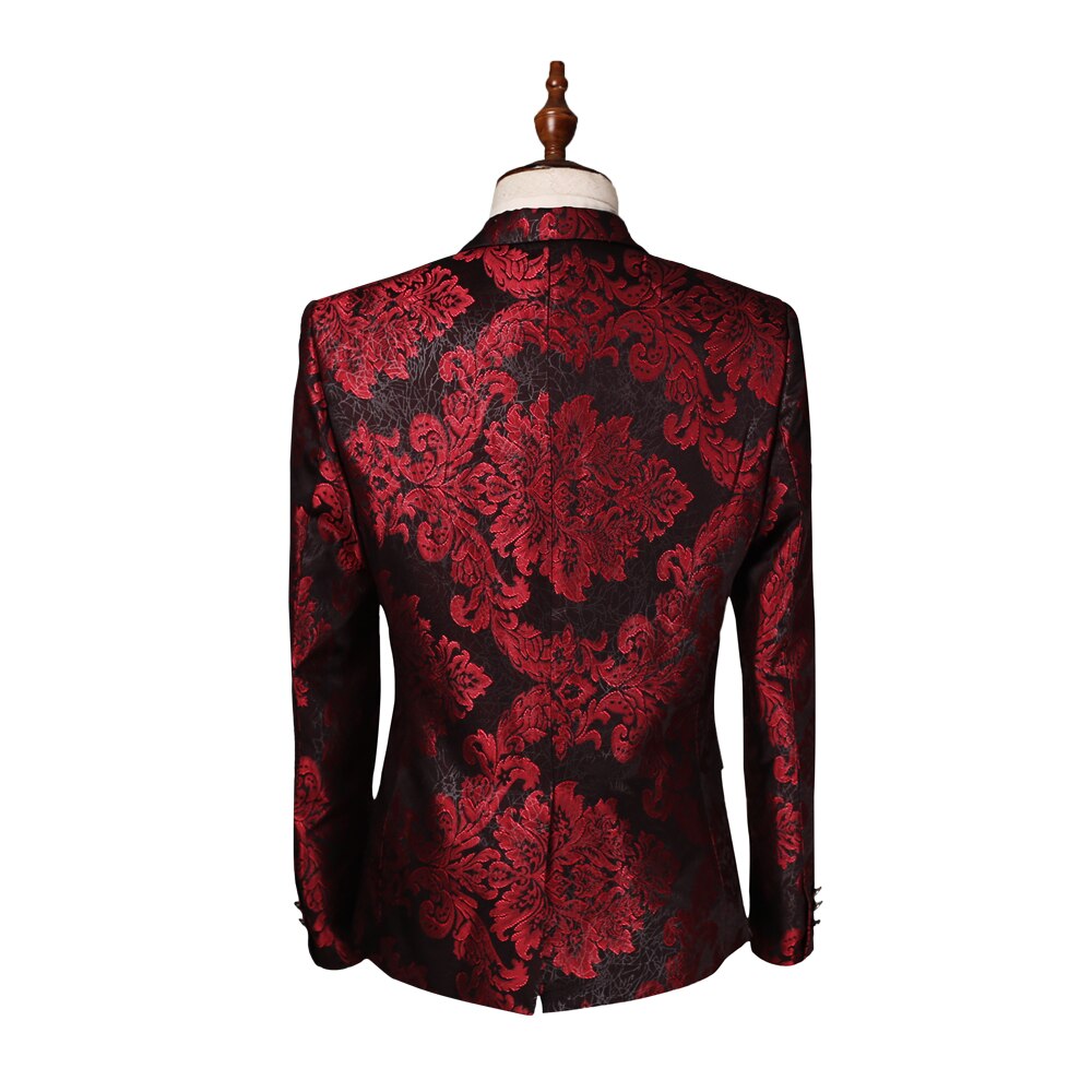 EU size Men Suit Jacket Red Jacquard Jacket Blazes... – Grandado