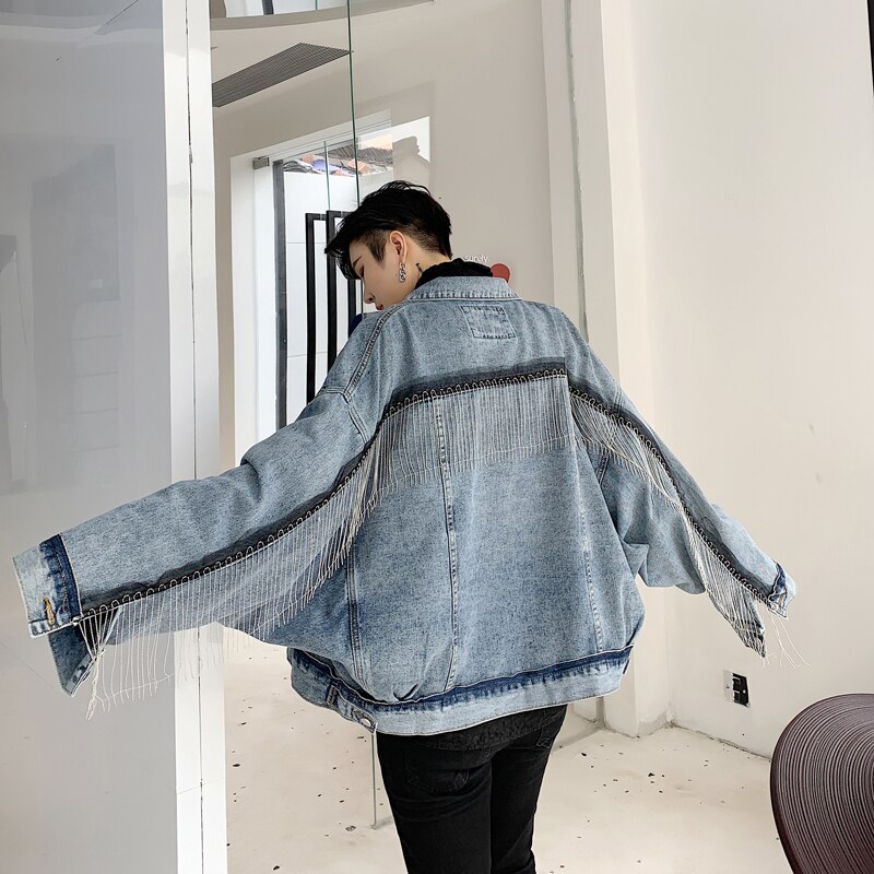 MIXCUBIC Autumn England style Unique tassel denim ... – Grandado