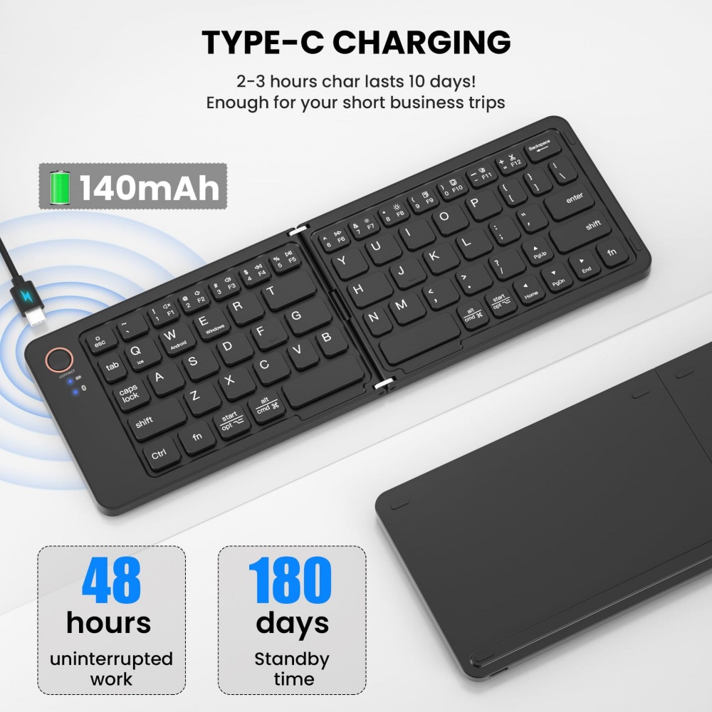 Wireless Keyboard Folding Keyboard Portable Blueto... – Grandado