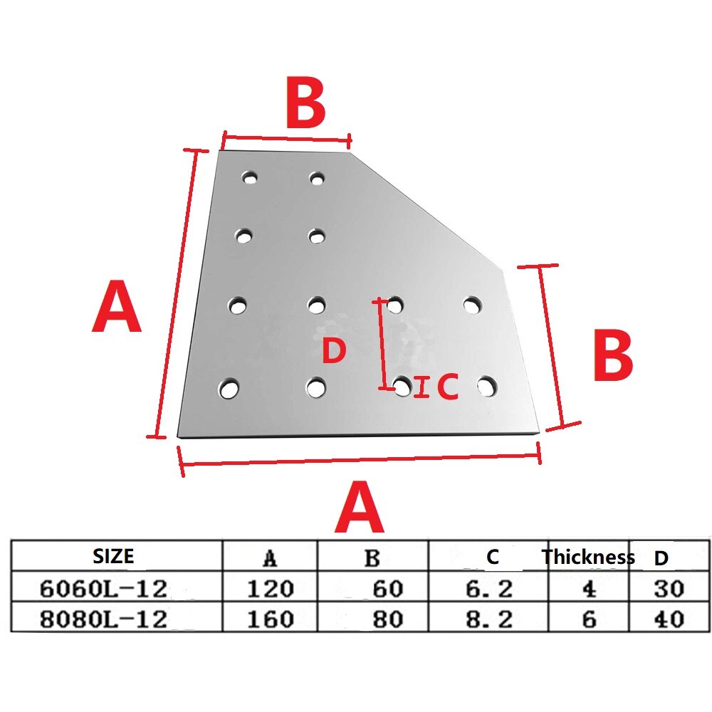 Hoek Hoek Beugel 1pcs 12 gat L type 6060/8080 90 G... – Grandado