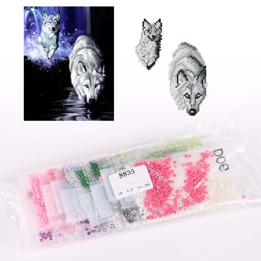 5D DIYDiamond Painting White Wolf Cross Stitch Mos... – Grandado