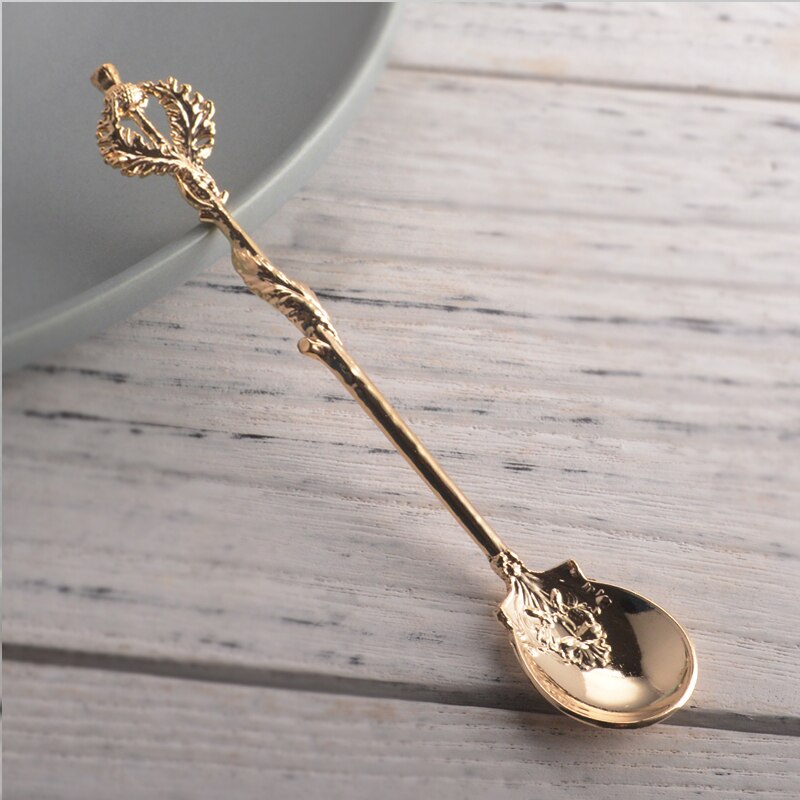 BalleenShiny Alloy Retro Thistle Leaves Spoon Vint... – Grandado