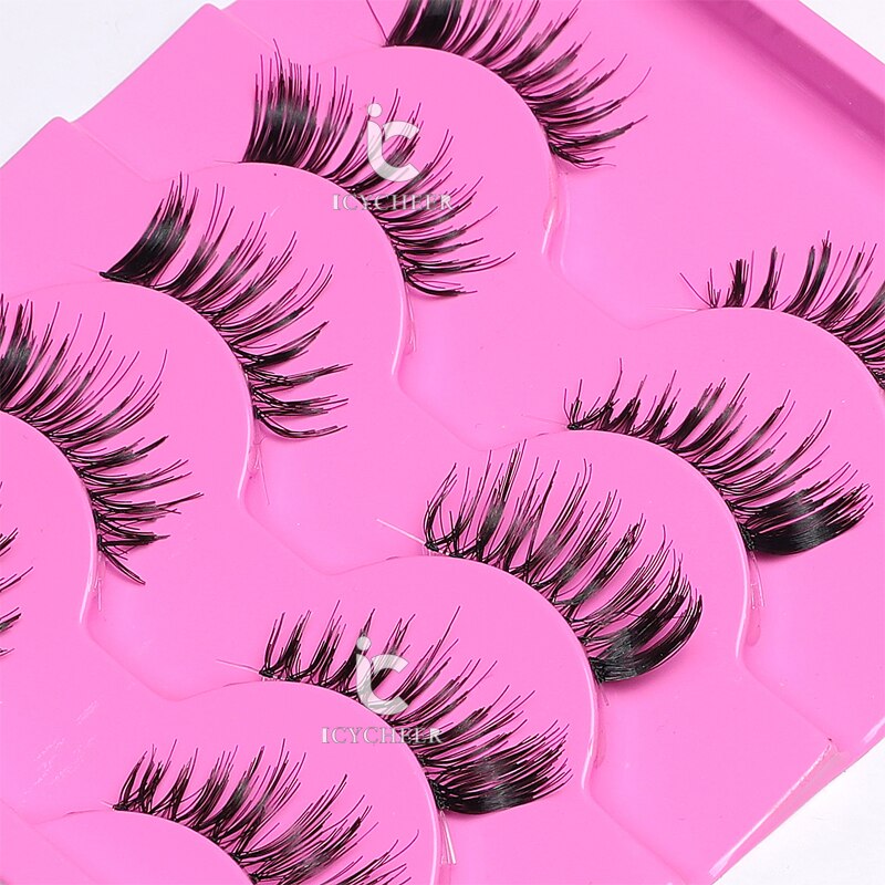 ICYCHEER 5 Pairs Handmade Cross False Eyelashes Ha... – Vicedeal