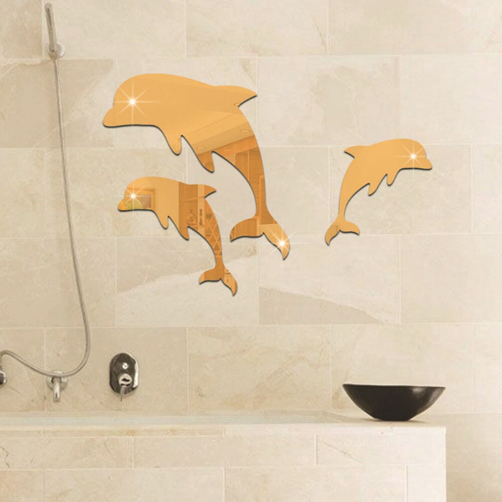 3D Mirror Wall Dolphin Sticker DIY Aesthetic Room ... – Vicedeal