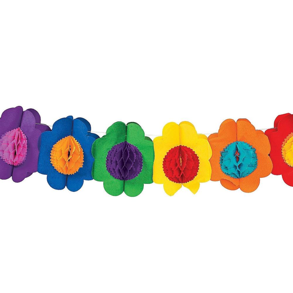 Hawaii Multicolor Tissue Flower Garland Novelty Ra... – Grandado