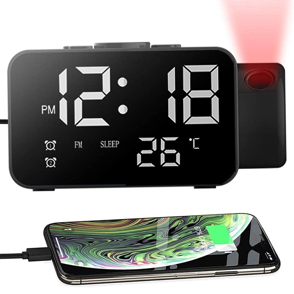 Multifunction LED Projection Clock Large Snooze Bu... – Grandado