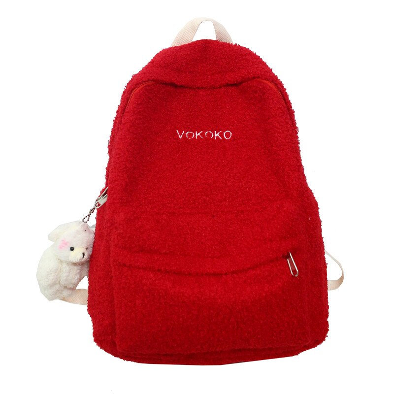 Woman Plush Backpack for Winter SchoolBags for Tee... – Grandado