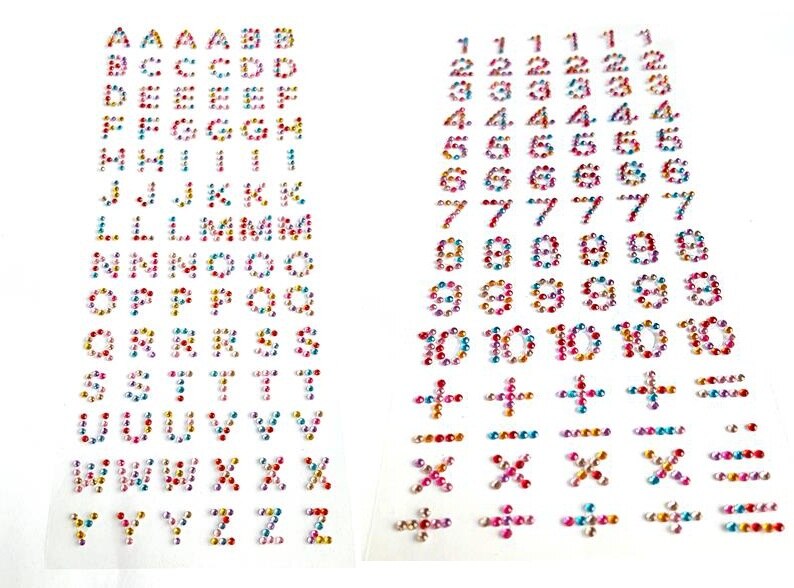 2sheet Mix Color Crystal Alphabet LETTER NUMBER St... – Vicedeal