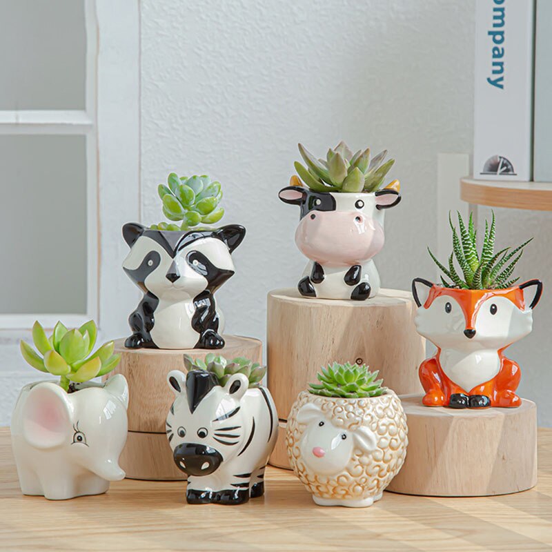 Home Decor Cartoon Flower Pot Simplicity Cute Cart... – Grandado