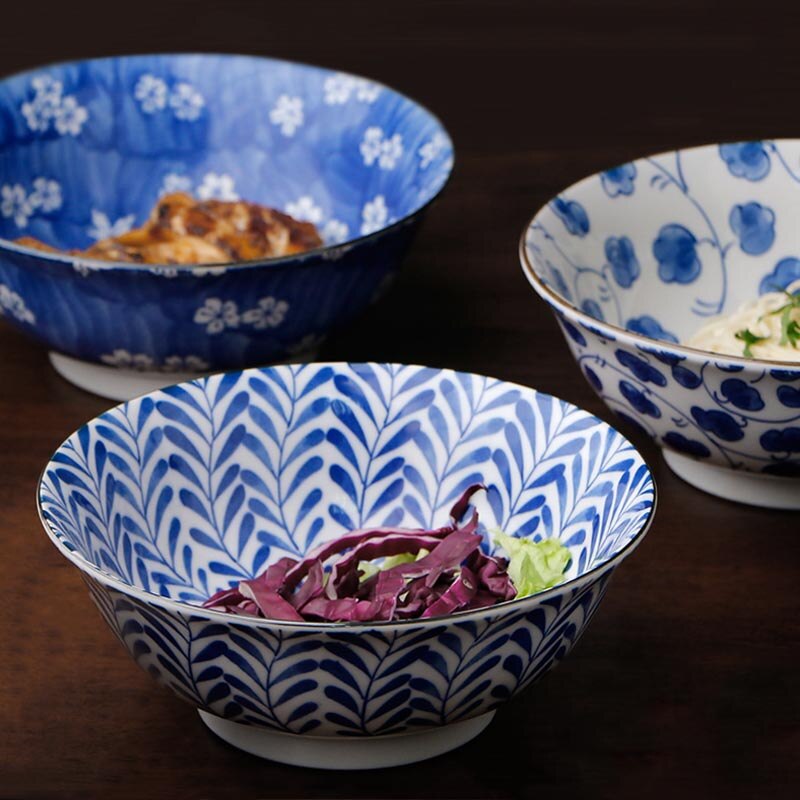 8 inch Japanese Style Ceramic Bowl Blue and White ... – Grandado