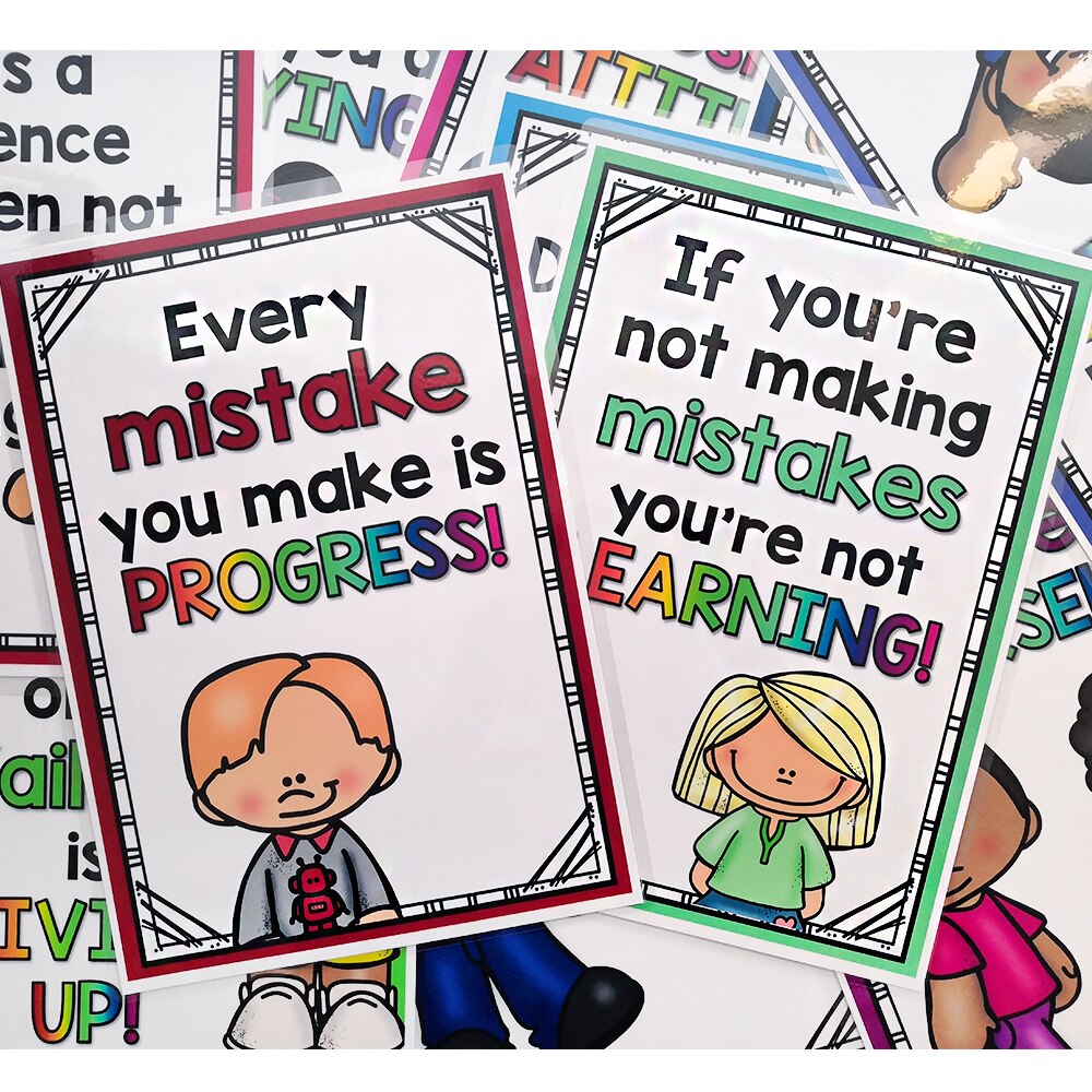 12Pcs/Set English A4 Plastic Big Card Growth Minds... – Grandado