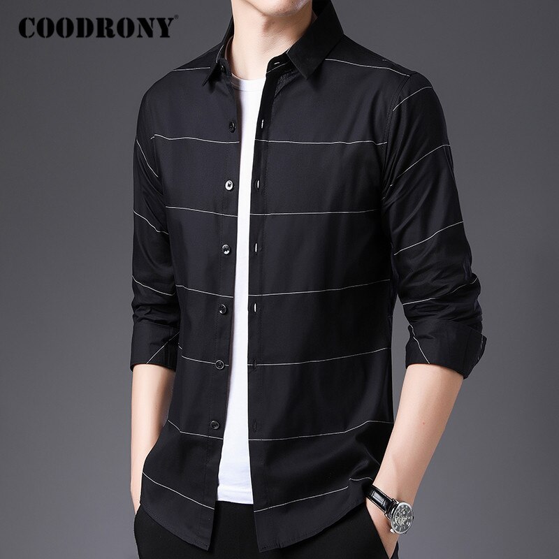 COODRONY Brand Soft Cotton Long Sleeve Shirt Men S... – Vicedeal