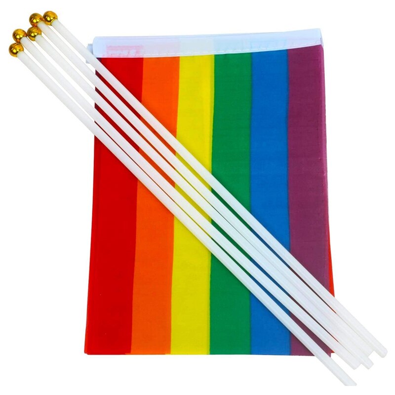 15 Rainbow Hand Flags For Waving - Stick Flags - M... – Grandado