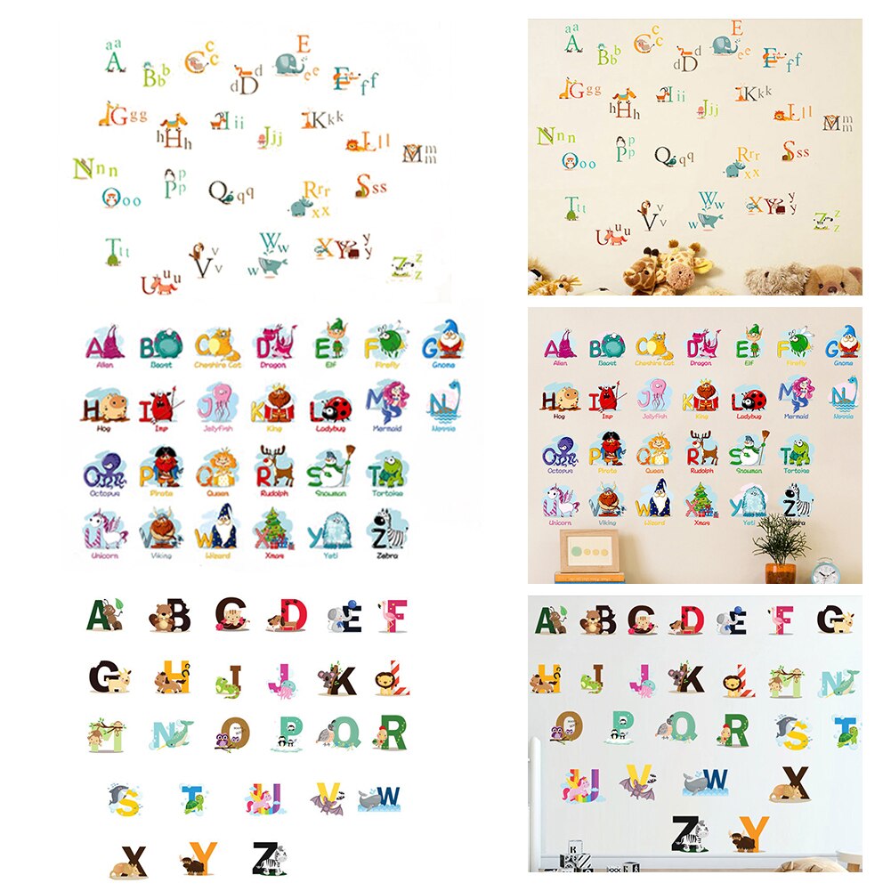 Cartoon Alphabet Sticker Adhesive Wall Sticker Pvc... – Grandado